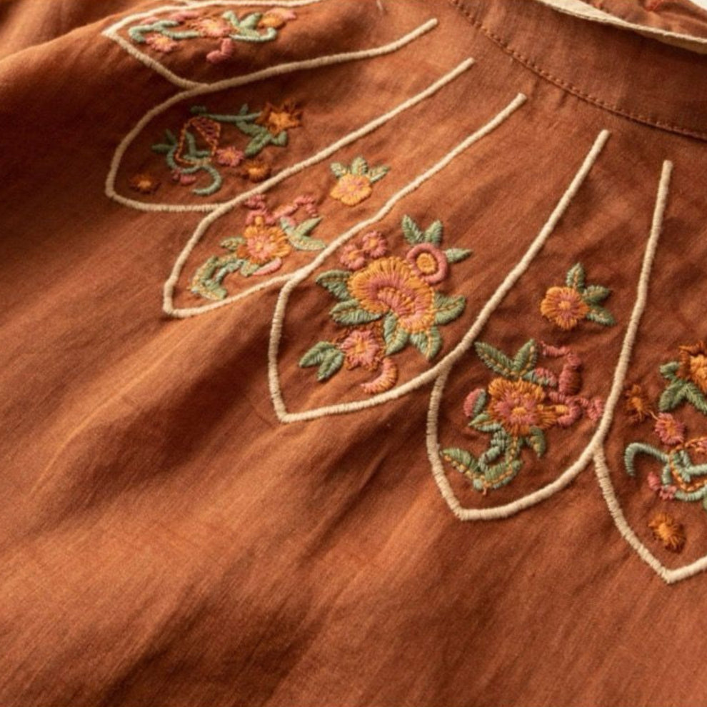 Pure Cotton Queen Embroidered Back Button Top – Clothinco India